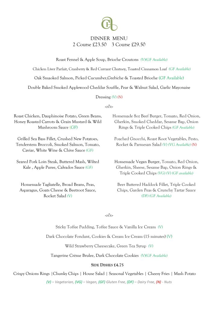 Restaurant Menus - Chiseldon House